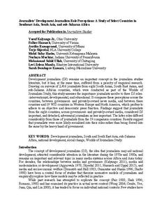 Journalists' development journalism role perceptions | QUT ePrints