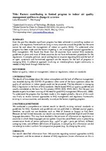 Factors contributing to limited progress in indoor air quality ...