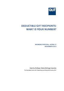Deductible gift recipients: What is your number? | QUT ePrints